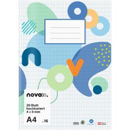 NOVOOO Heft A4 20 Blatt hochkariert 4 x 9 mm Nr. 16 zum Top-Preis