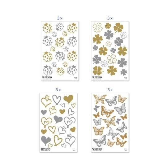 Z-DESIGN Sticker-Set Klee, Herzen, Käfer, Schmetterling 228 Sticker zum ...