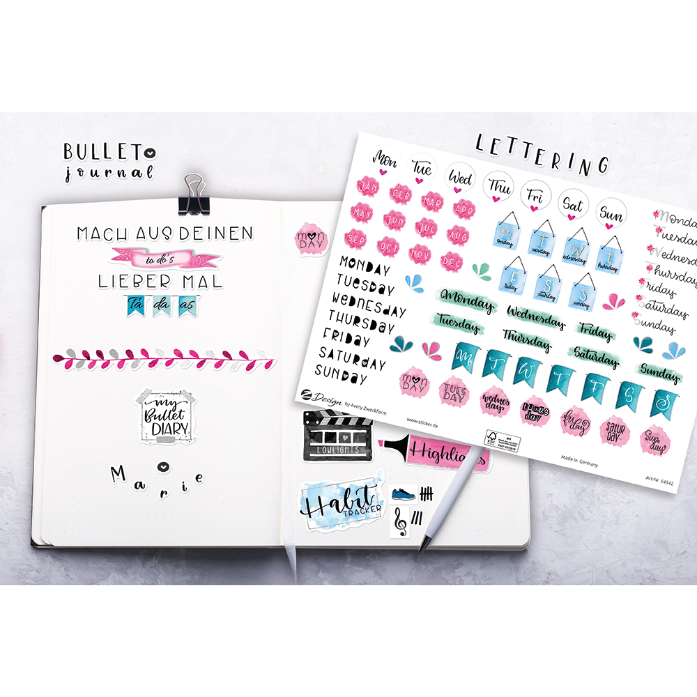AVERY ZWECKFORM Z-Design Trend Sticker Lettering Icons 328 Sticker ...