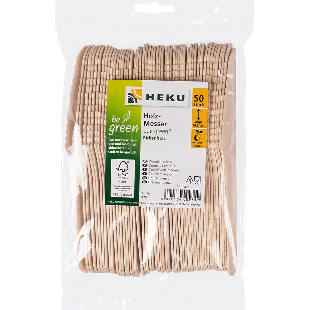 HEKU Holz-Messer Be green 16,5 cm 50 Stück braun zum Top-Preis