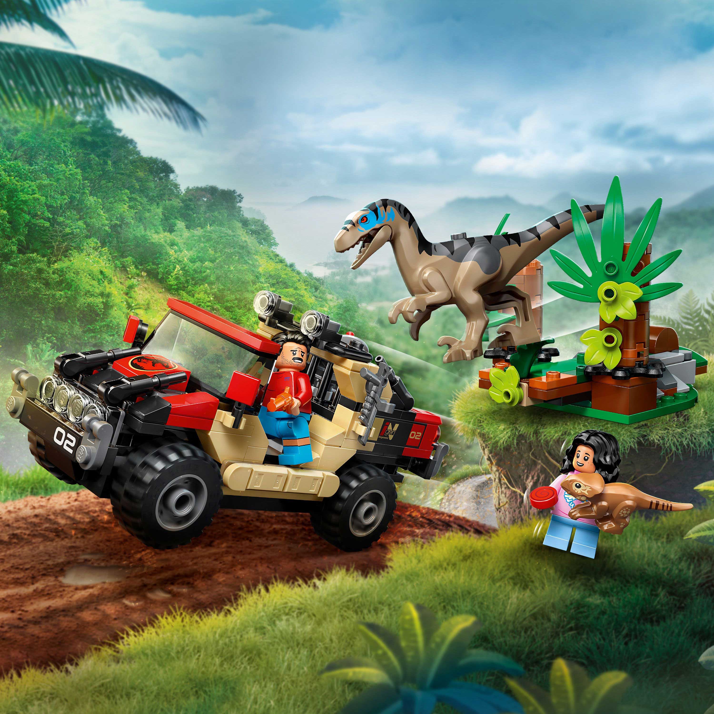 LEGO® Jurassic World Raptor: Verfolgungsjagd mit dem Geländewagen 285 ...