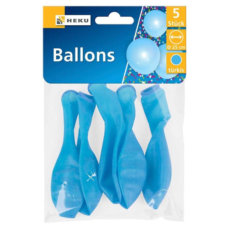 HEKU Luftballons 25 cm 5 Stück türkis kaufen