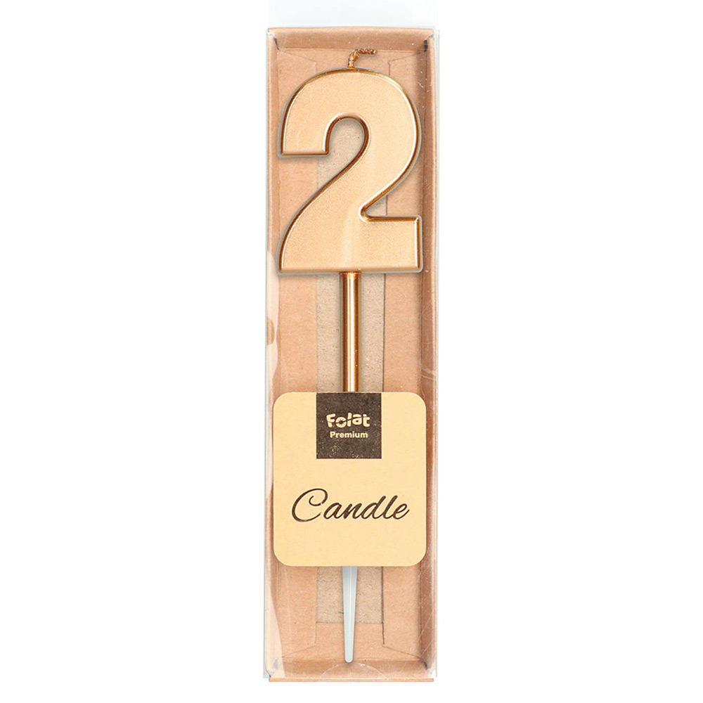 FOLAT Kuchenkerze Zahl 2 bronze metallic zum Diskontpreis