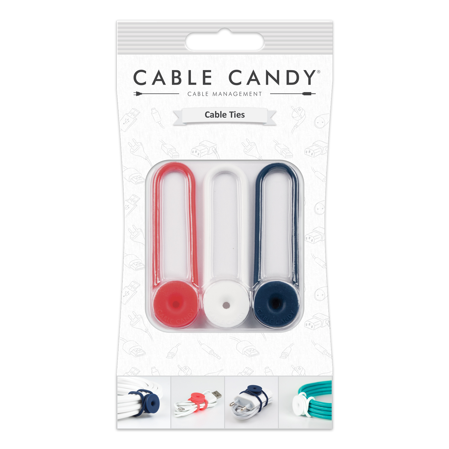 Cable Candy Cable Ties Universal 3 Stück rot/weiß/blau zum Top-Preis