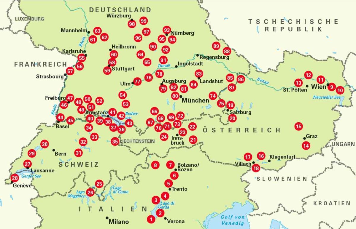 Karte Suddeutschland Und Osterreich